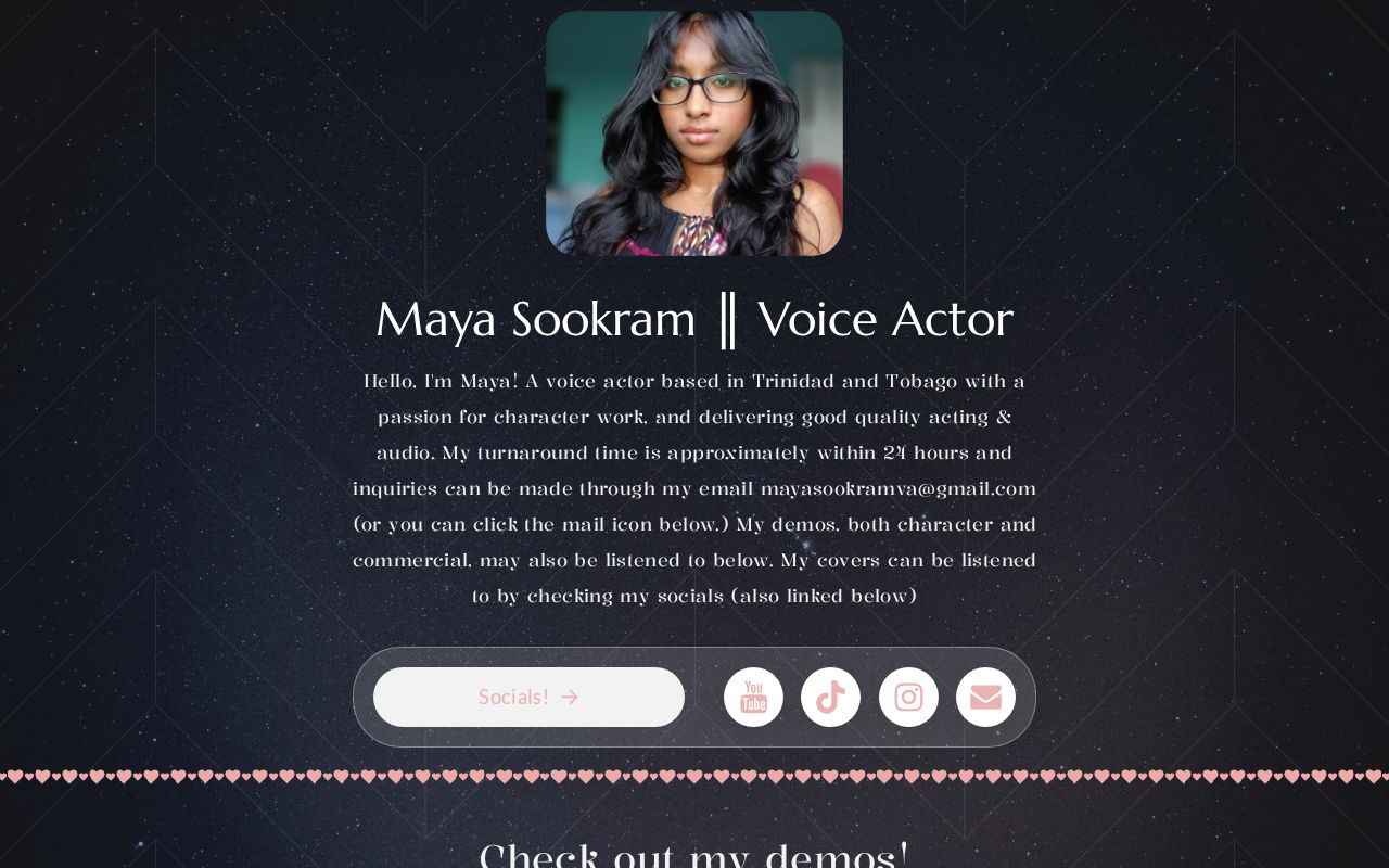 Maya Sookram Voice Acting Website